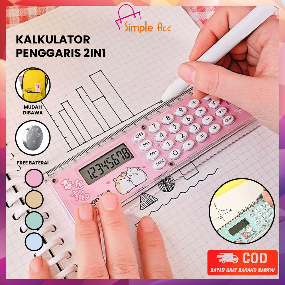 Jual DO-A65 Kalkulator Penggaris Karakter 2IN1 Mini Portable ...