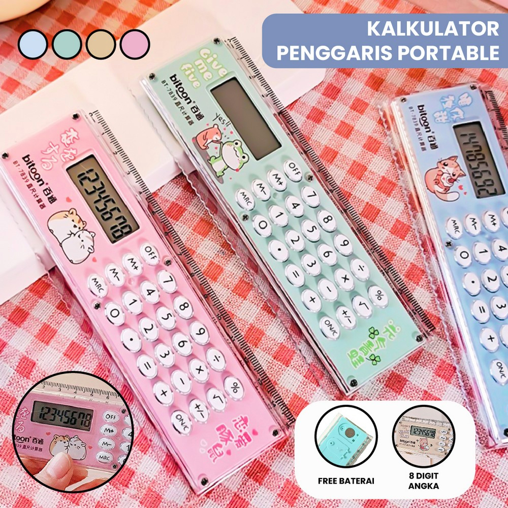 Jual Kalkulator Penggaris Karakter 2IN1 Mini Portable Multifungsi ...