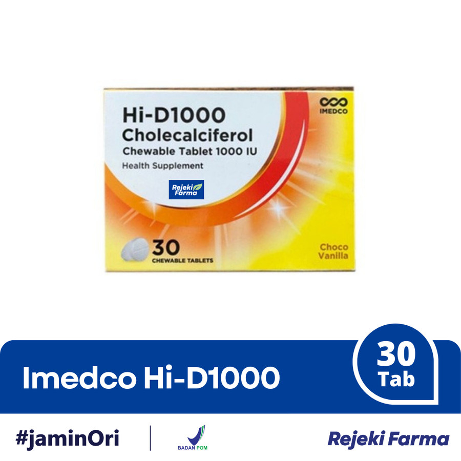 Jual Imedco Hi-D1000 isi 30 Tablet Kunyah Vit Vitamin D 1000 IU HID ...