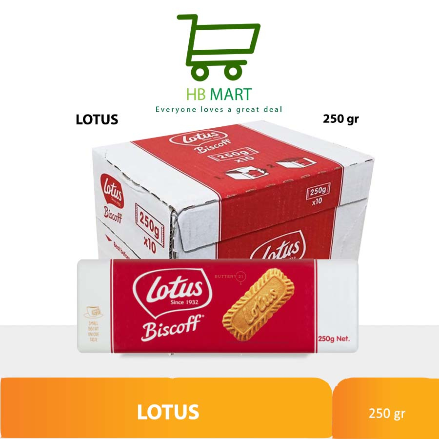 Jual Lotus Biscoff Biskuit 250 gram 1 Dus isi 10 Bungkus | Shopee Indonesia
