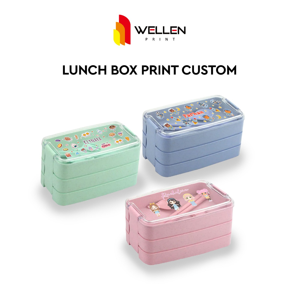 Jual WELLEN PRINT - Lunch Box Print Custom Nama / Set Tempat Makan ...