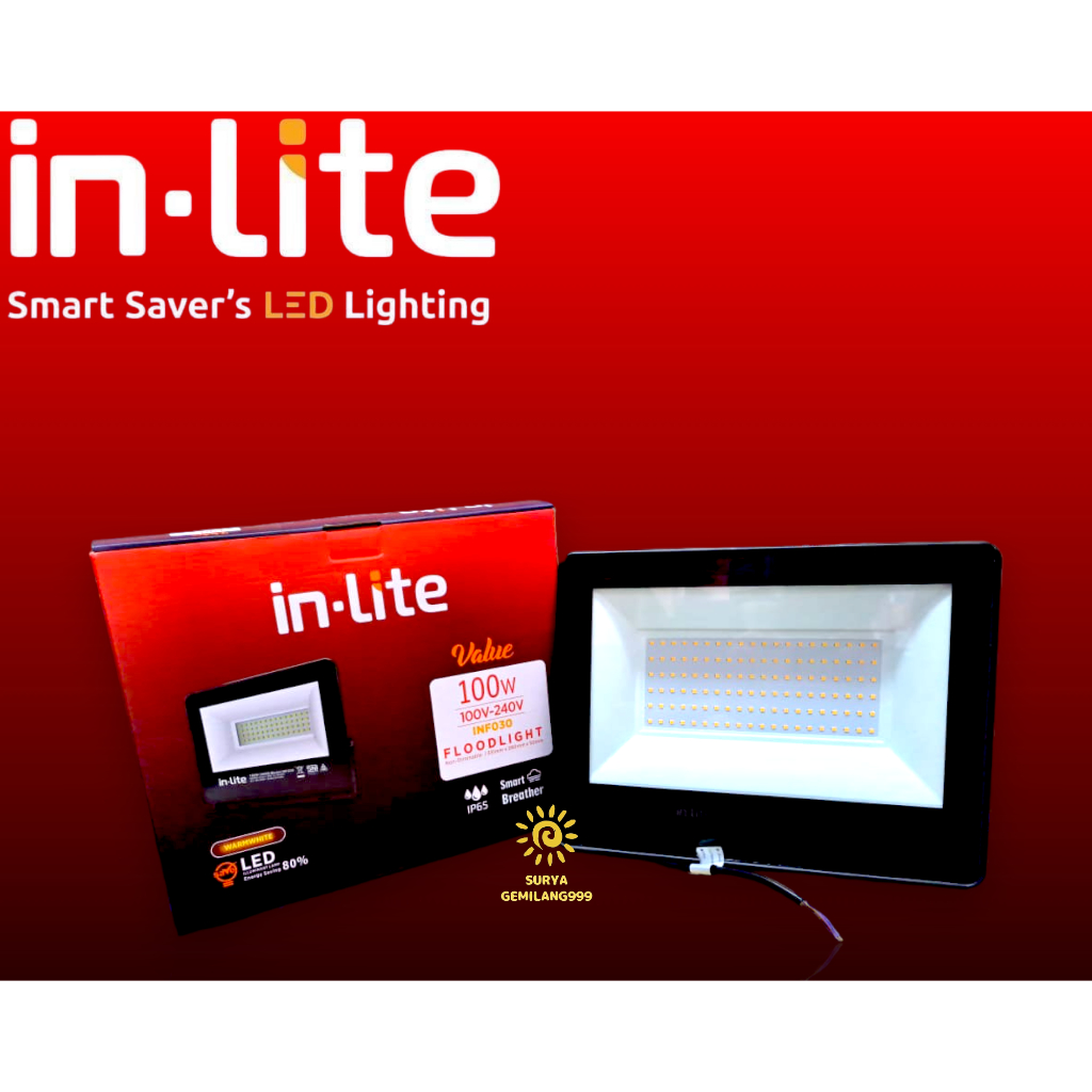 Jual LAMPU SOROT FLOODLIGHT LED INLITE VALUE 100W 100 WATT INF030 ...