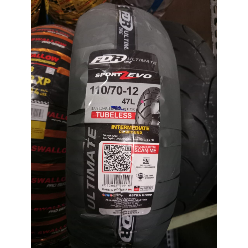 Jual 110 70 12 Sport Zevo Ban Luar Tubeless FDR Ultimate Ring 12 ...