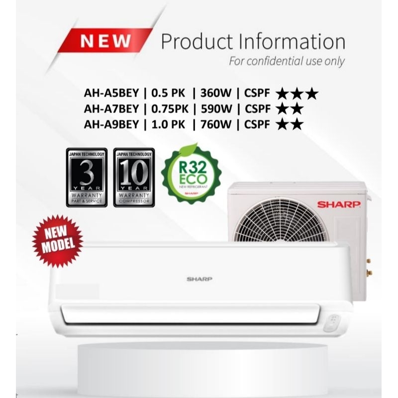 Jual AC SHARP 1 PK AH-A9BEY / 9BEY SPLIT 1PK | Shopee Indonesia