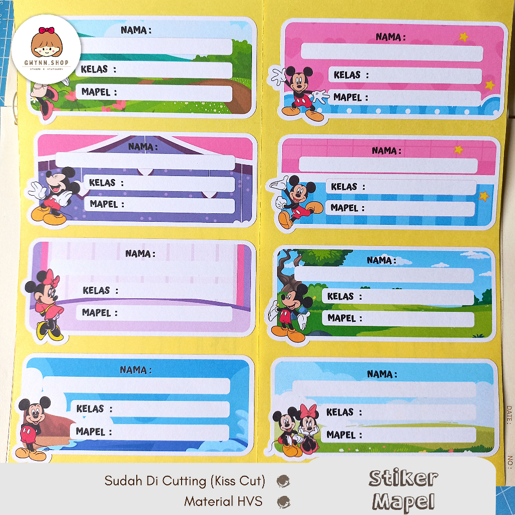 Jual Stiker Mapel | Label Buku Mata Pelajaran Sekolah | Mickey & Minnie ...