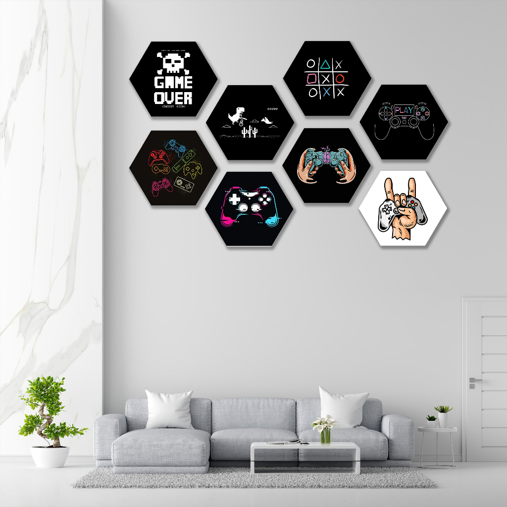 Jual HIASAN DINDING HEXAGONAL GAMING DESIGN AESTHETIC / POSTER KAYU ...