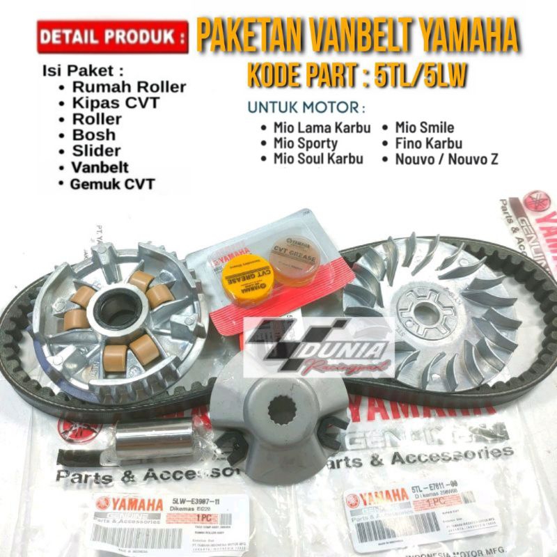 Jual Paket Rumah Roller Kipas Gemuk Vanbelt Mio Sporty Mio Smile Mio Soul Fino Karbu Nouvo 5TL ...