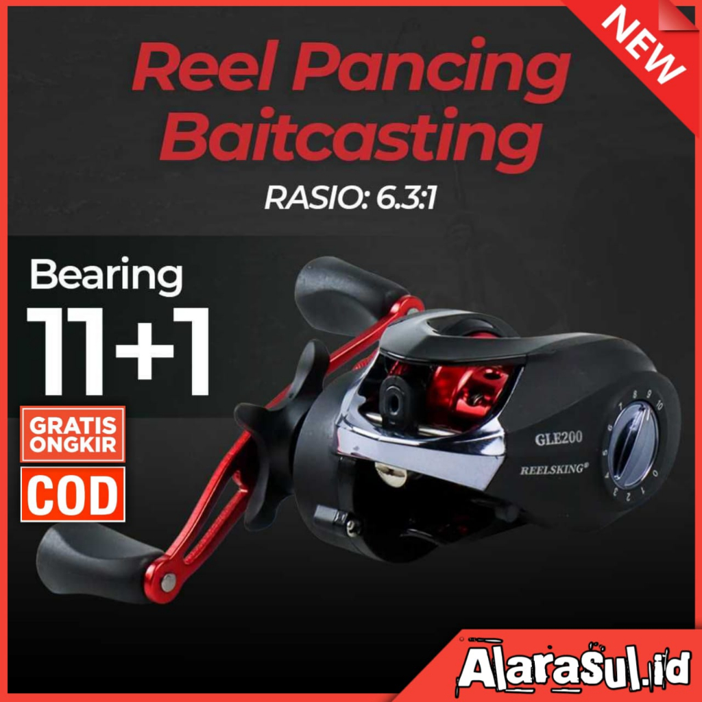 Jual Reel Baitcasting Reel Pancing REELSKING GLE201 Reel Pancing ...