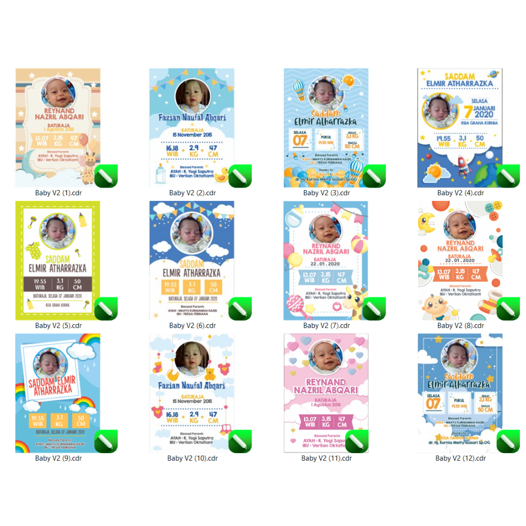 Jual V2. Template Desain Baby Bio atau Biodata Bayi format cdr atau ...