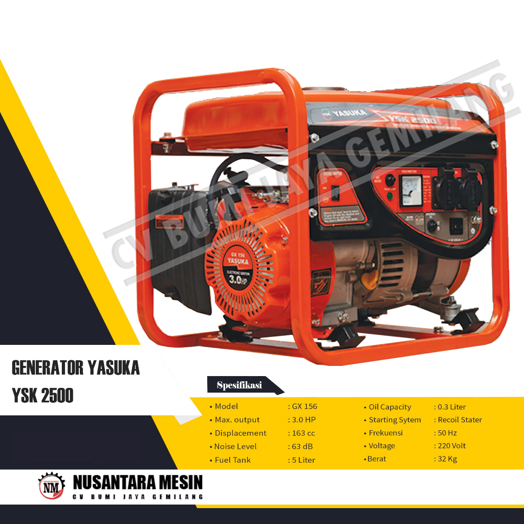 Jual MESIN GENSET / GENERATOR YASUKA YSK 2500 | Shopee Indonesia
