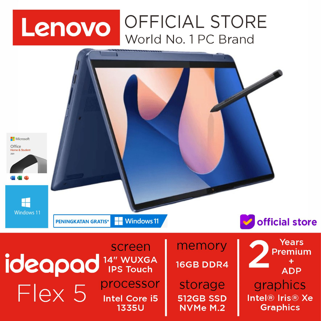 Jual LENOVO IdeaPad Flex 5 14IRU8 3HID(Abyss Blue)/3KID(Stone Blue ...