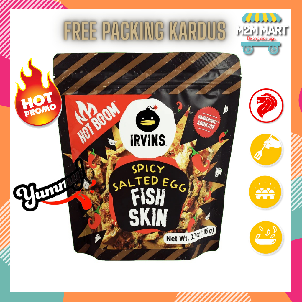 Jual Camilan Keripik Kulit Ikan Irvins Hot Boom Spicy Salted Egg Fish ...
