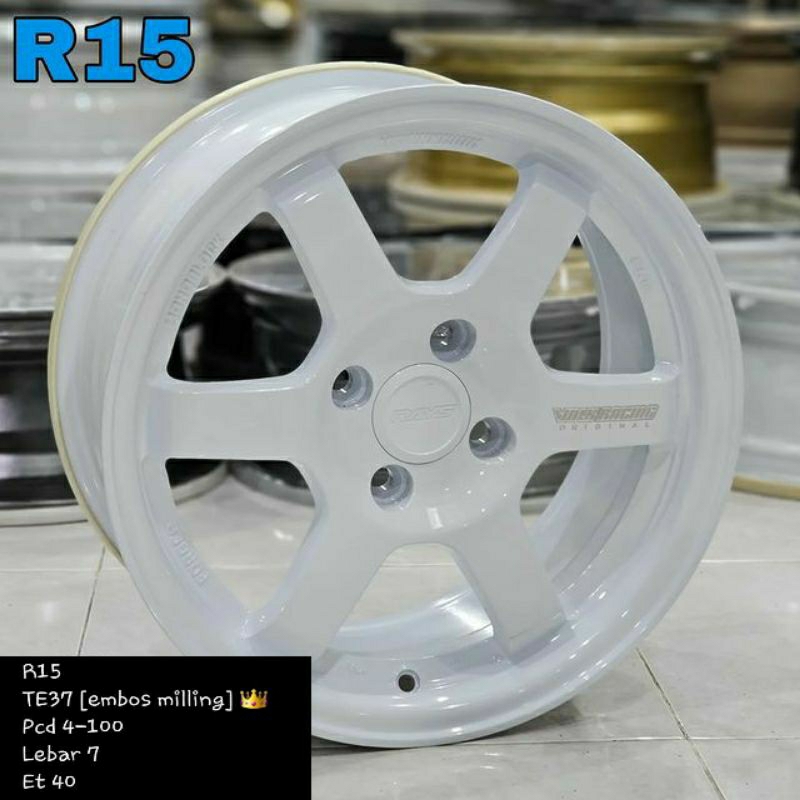 Jual velg mobil murah rays te37 ring 15 lebar 7 et 40 white / putih pnp ...