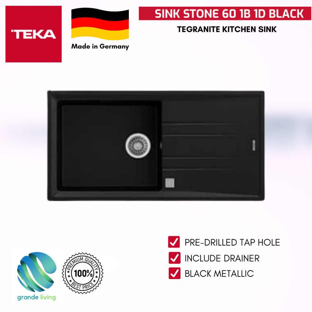 Jual TEKA Sink Granite STONE 60 1B 1D Metallic Black | Shopee Indonesia