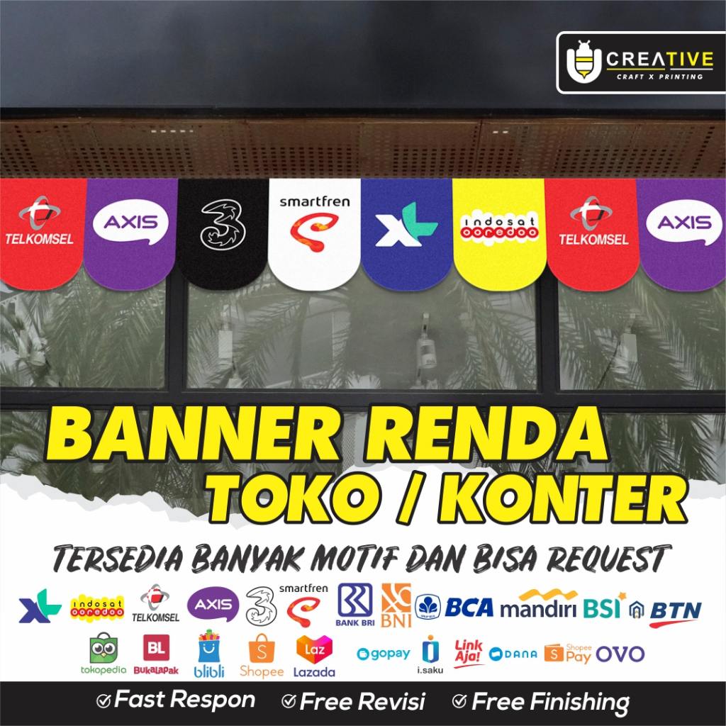 Jual Banner / Spanduk Flag Renda Toko / Konter Pulsa (Fast Respon, Free Revisi, & Free Finishing ...