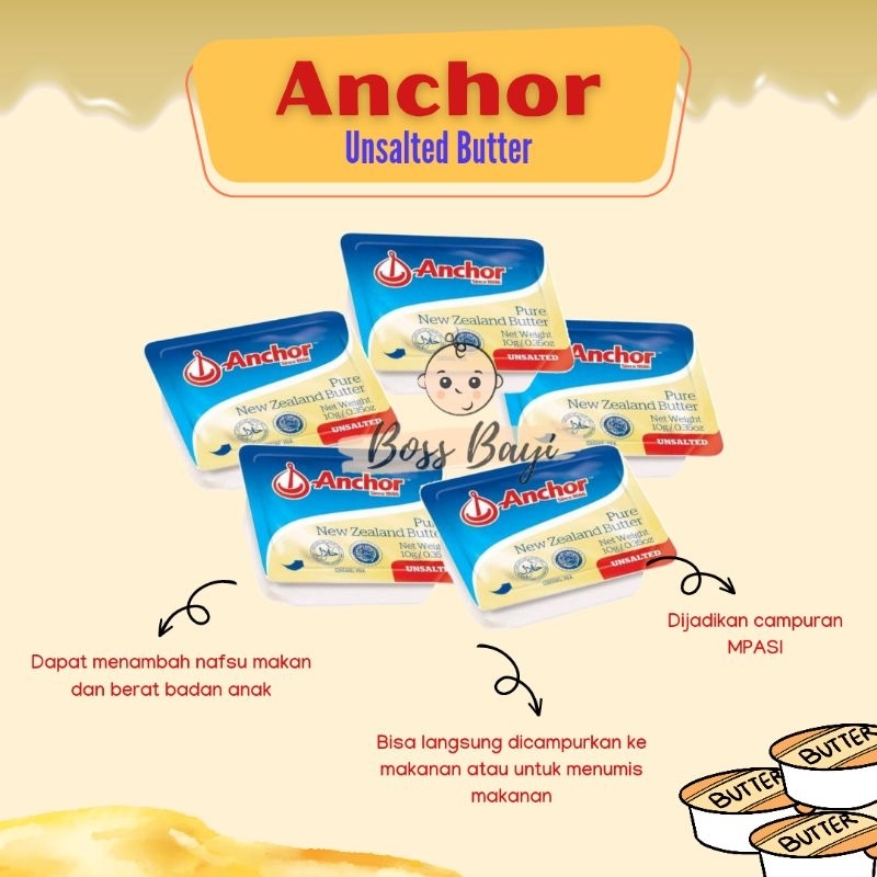 Jual ANCHOR - Unsalted Butter / Lemak MPASI 7gr x 10pcs | Shopee Indonesia
