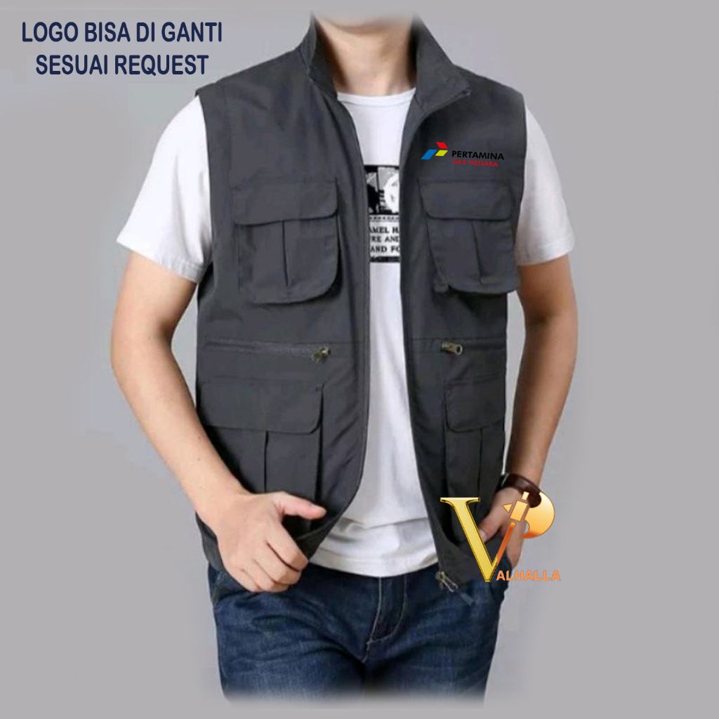 Jual Custom Jaket rompi waterproof Vest Bordir Logo Perusahaan BUMN ...