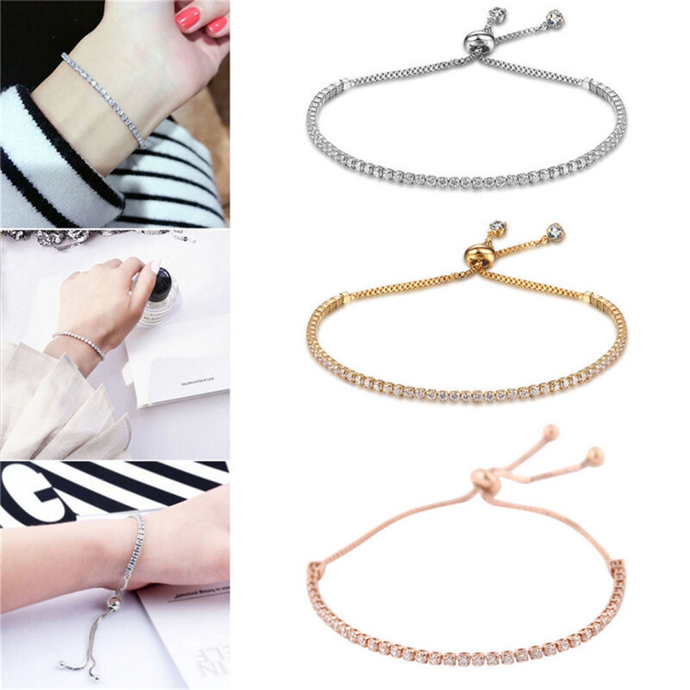Jual Gelang Serut Diamond Rhinestone Imitasi Adjustable Bracelet Bisa ...