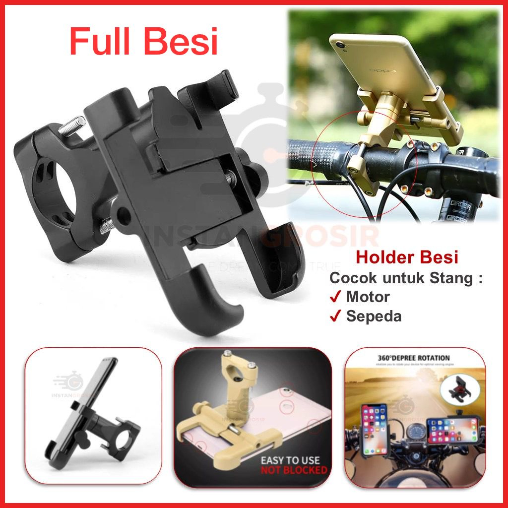 Jual C1 holder stang sepeda motor full besi holder hp motor stand aluminium C1 universal holder ...