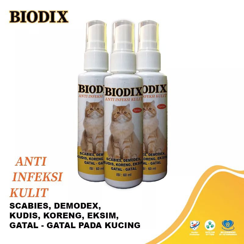 Jual BIODIX CAT SPRAY 60ML OBAT ANTI INFEKSI SCABIES DEMODEX KUDIS ...