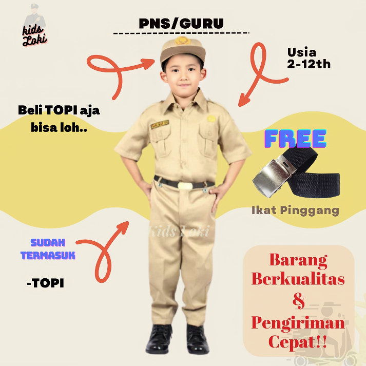 Jual Kostum Profesi PNS Cilik Stelan Pegawai negeri Anak Seragam Dinas ...
