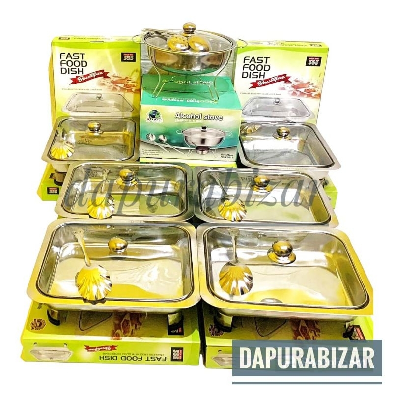 Jual Prasmanan set murah stainless tutup full kaca isi 6 kotak + 2 ...