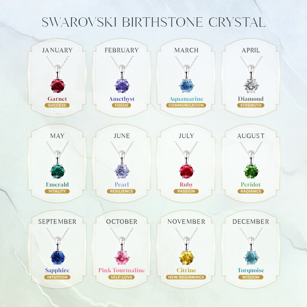 Jual ANDALL - Swarovski Birthstone Crystal Necklace [925 Sterling ...