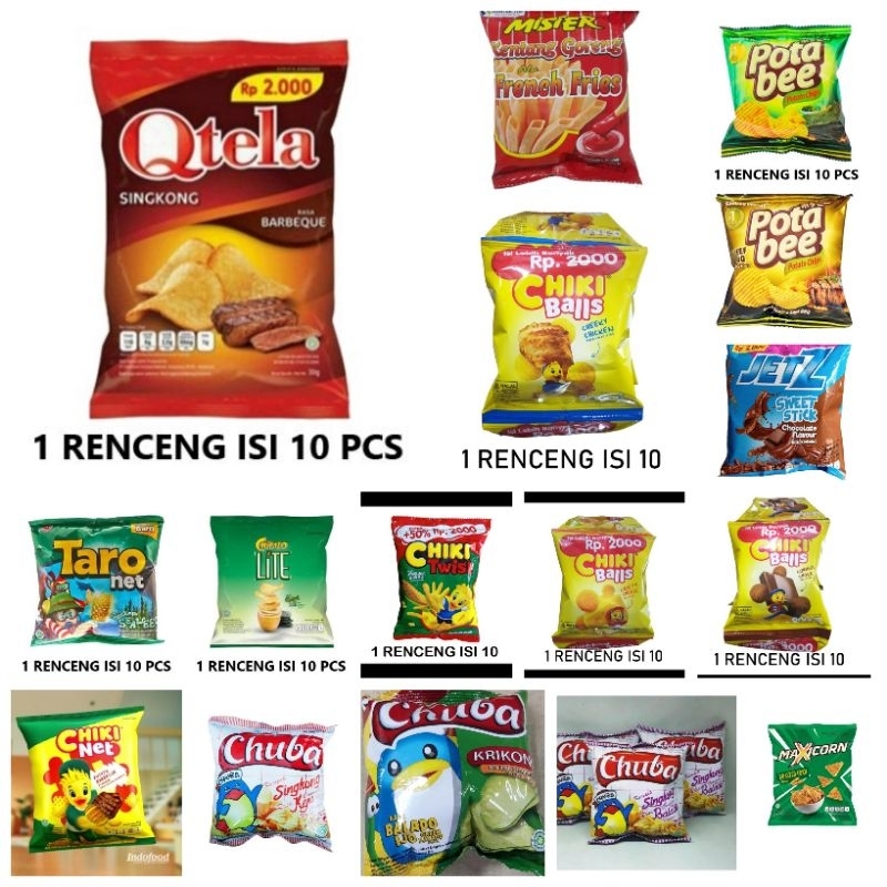 Jual chitato, pota bee, taro, kentang, chitato lite, Qtela, jetz, chuba ...