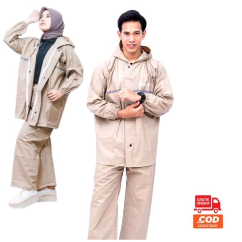 Jual FOX Jas Hujan Setelan Raincoat New Premium PVC 025 Tebal Anti Rembes Scotlight Keliling ...