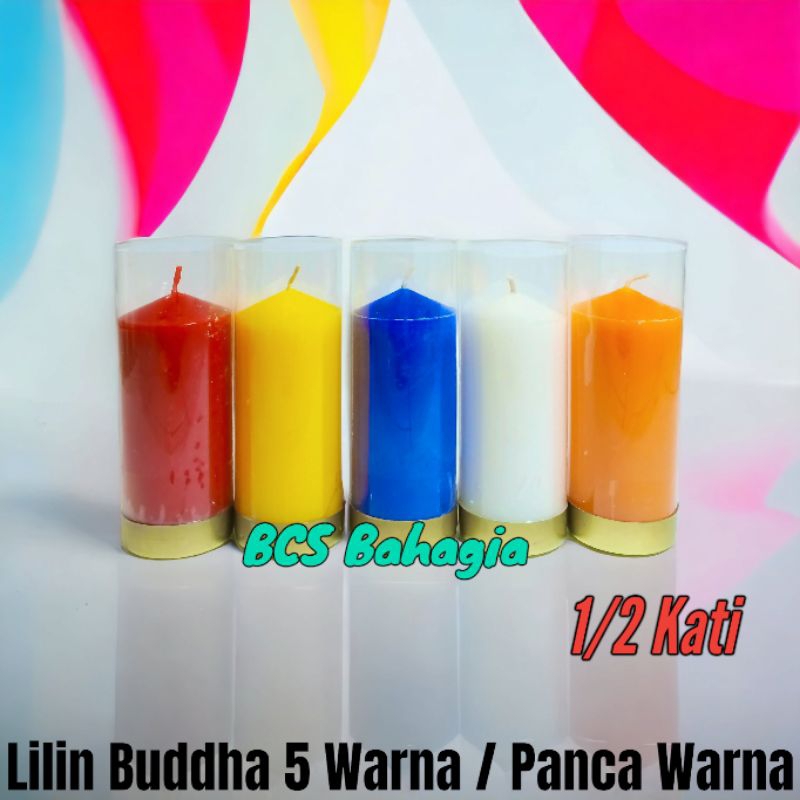 Jual Lilin Pancawarna Sembayang Waisak Budha / Lilin Lima 5 Warna 1/2 ...