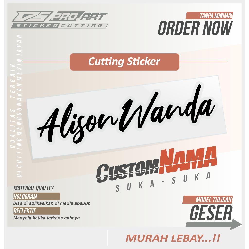Jual Custom Nama Cutting sticker | Shopee Indonesia