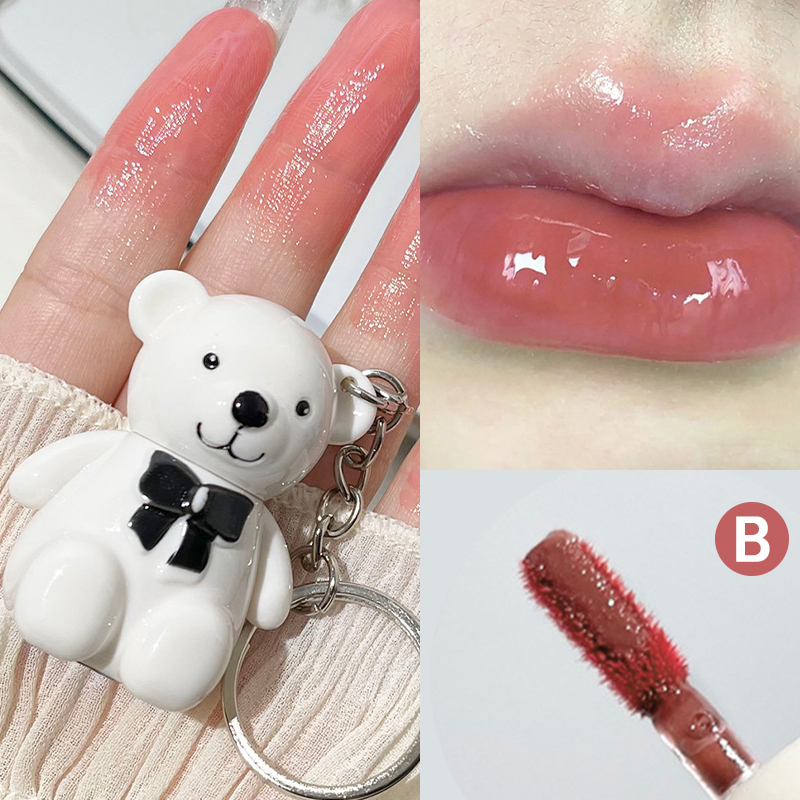 Jual COD- Lip Cream Lip Mud Korean Lipstick Matte Lucu Bear Gantungan Kunci Beruang Lip Glossy ...