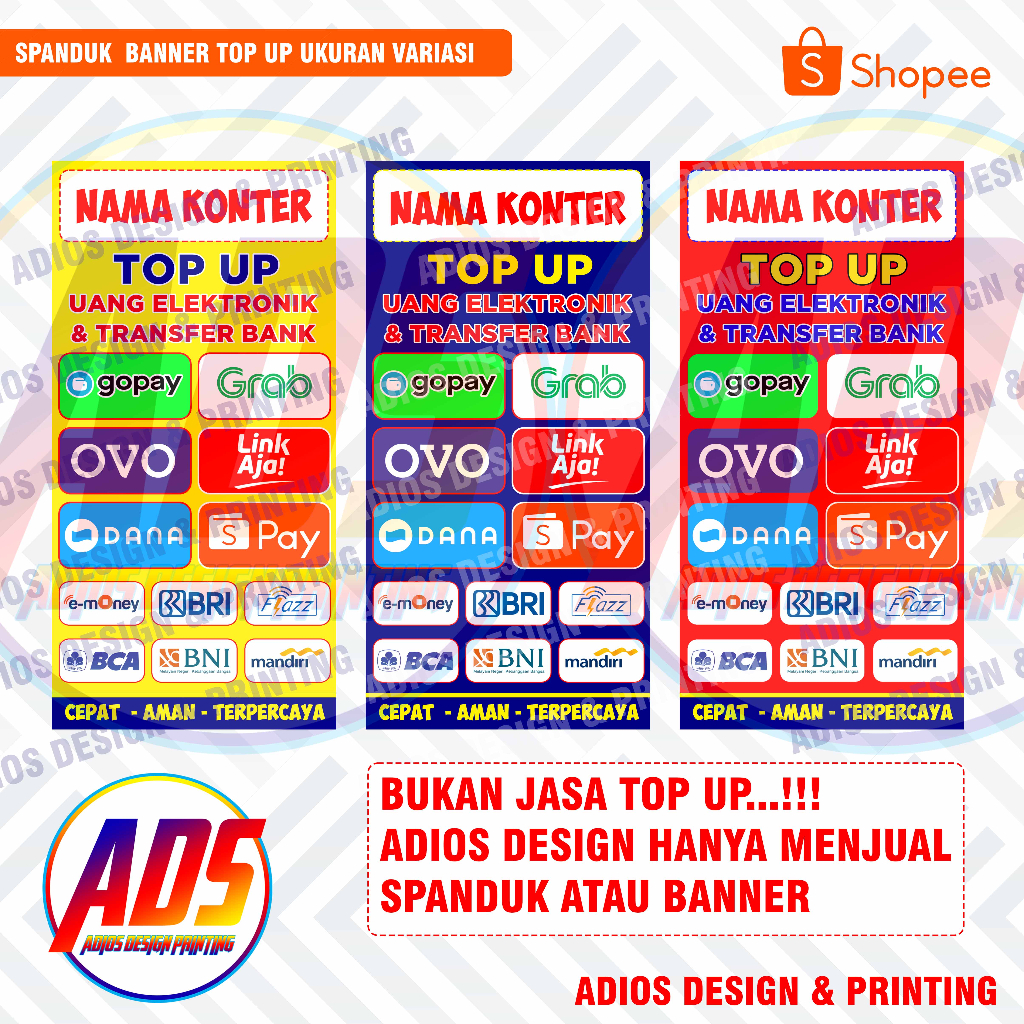 Jual Banner Spanduk Top Up Untuk Konter Ukuran Variasi | Shopee Indonesia
