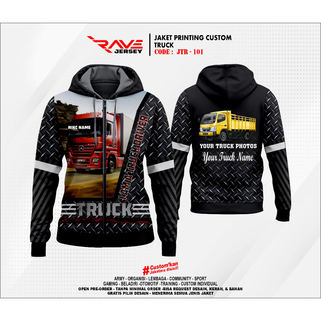 Jual JAKET MOBIL TRUCK FULL PRINTING SUBLIMATION CUSTOM (DESAIN SUKA ...