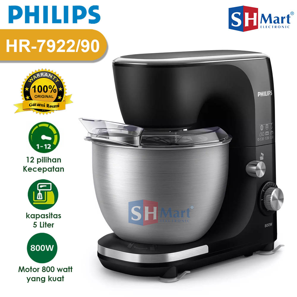 Jual STAND MIXER PHILIPS KAPASITAS 5 LITER HR7922/90 800 WATT KITCHEN ...