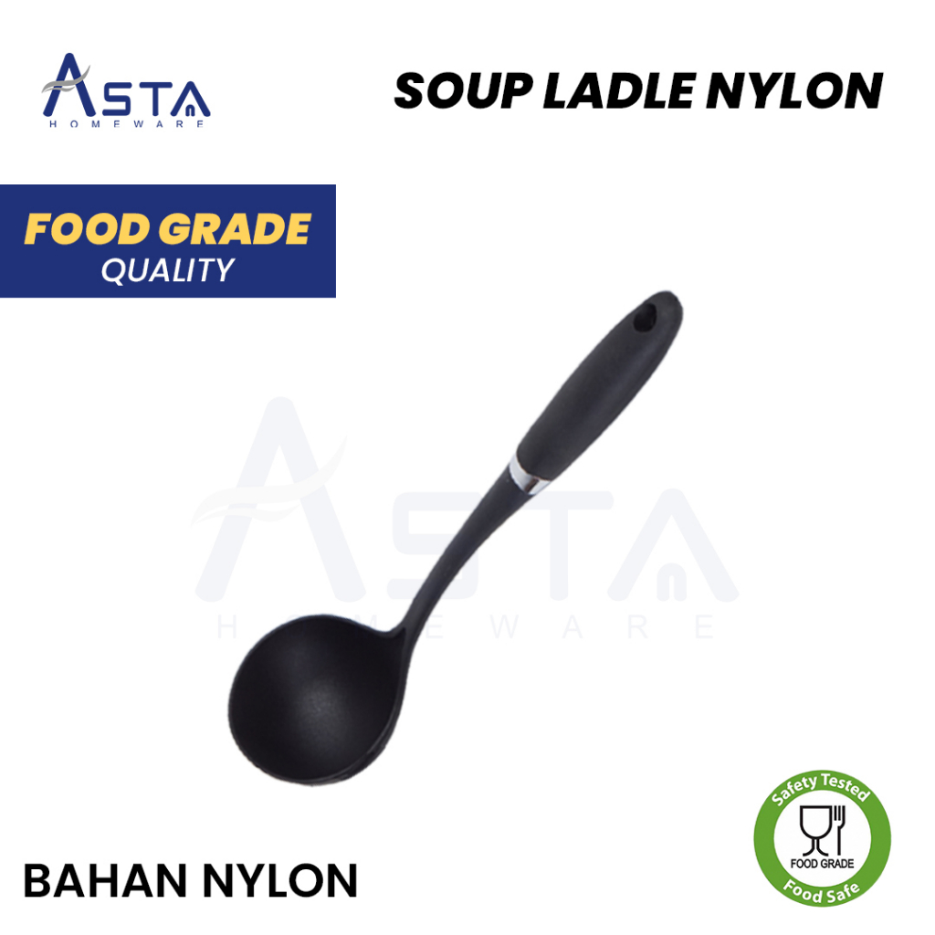 Jual Irus Sendok Sayur Sup Centong Soup Ladle Nylon Hitam Panjang 33 cm ...