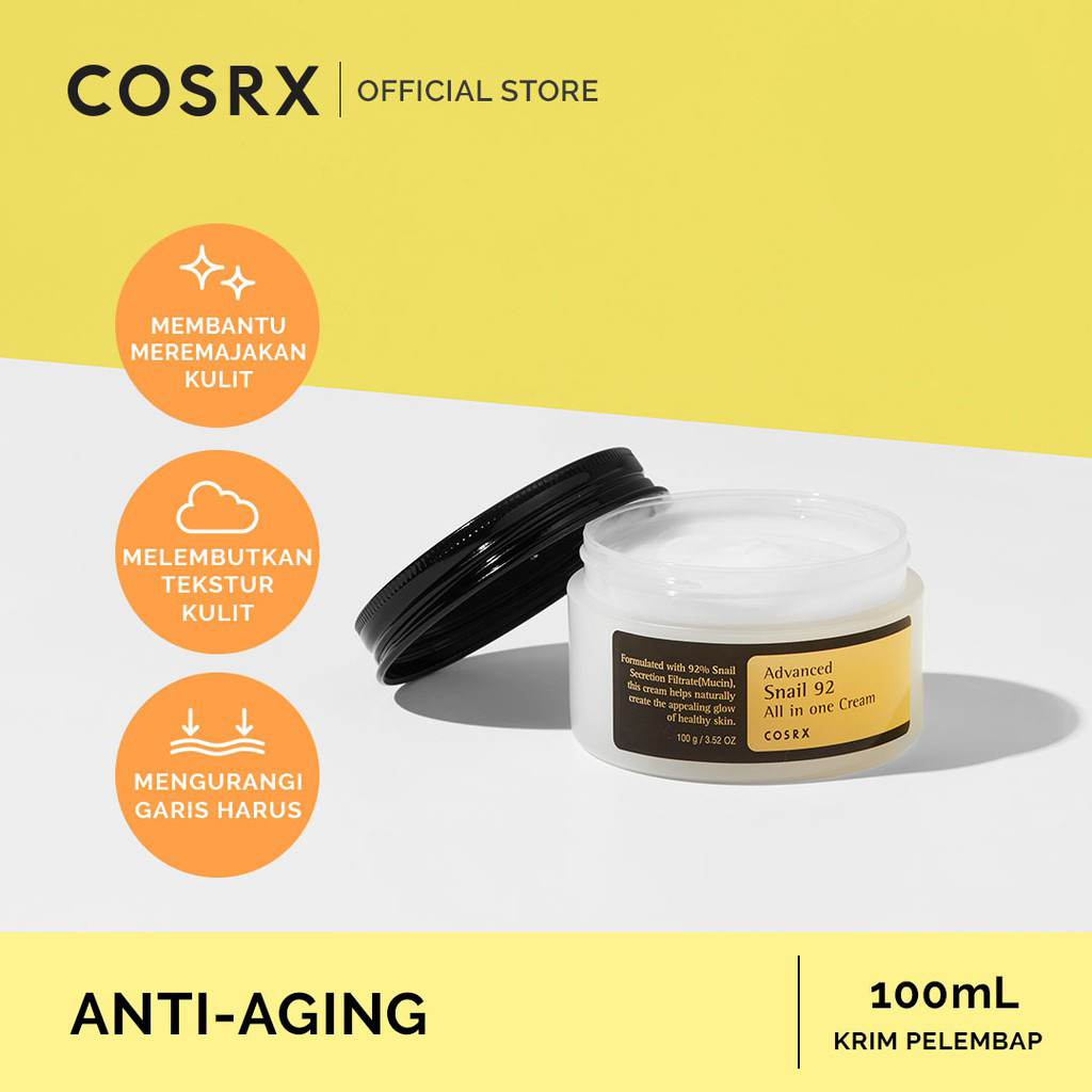 Jual COSRX Advanced Snail 92 All in One Cream Skin Care - 100 ML (Krim multifungsi untuk anti ...
