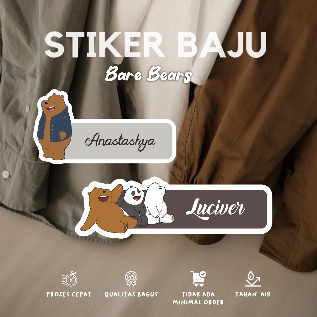 Jual (30-40pcs)Stiker sablon Kain /murah/bisa custom/Label Baju Nama ...