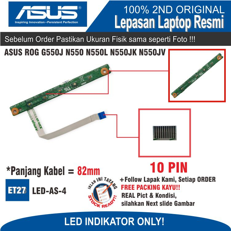 Jual ET27 LED-AS-1 Led indikator Board With Cable LAPTOP NETBOOK ...