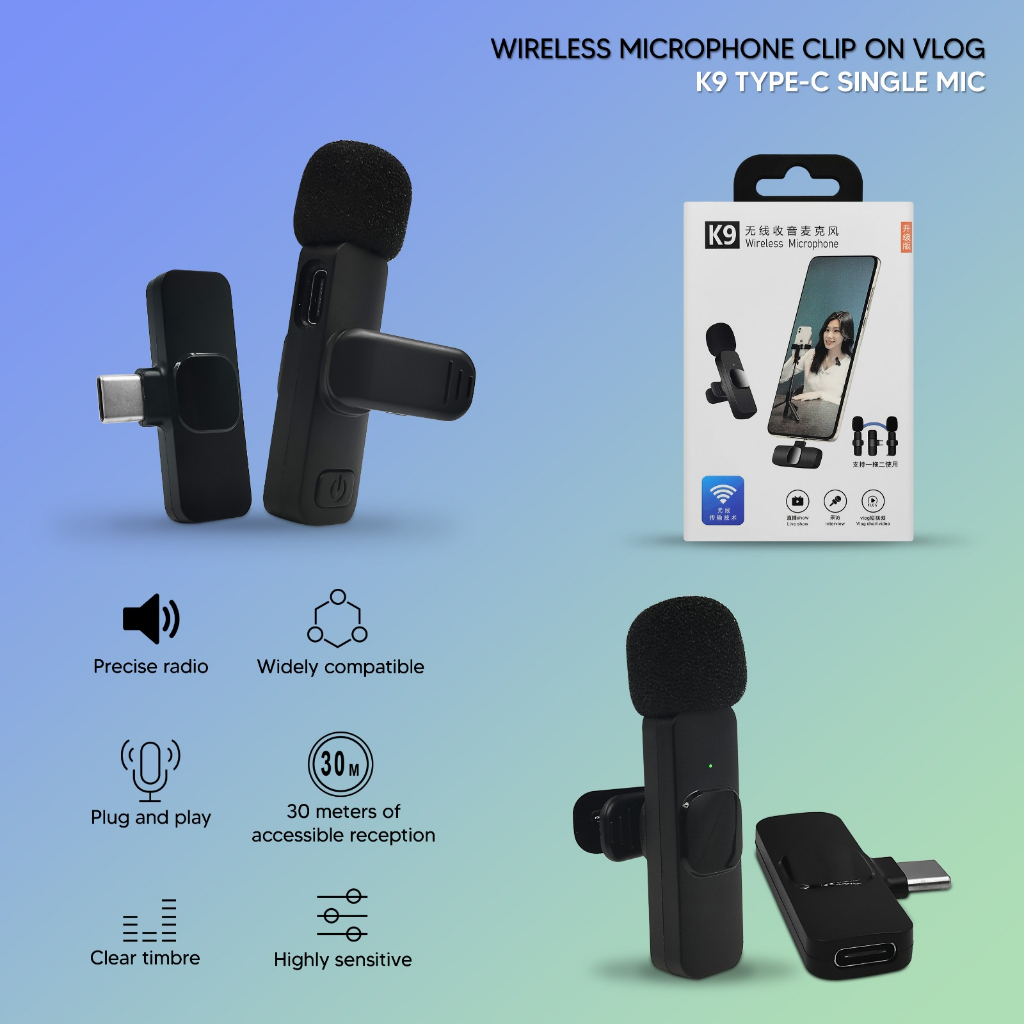 Jual MICROPHONE WIRELESS MIC CLIP ON USB TYPE C 1MIC / 2MIC | Shopee ...