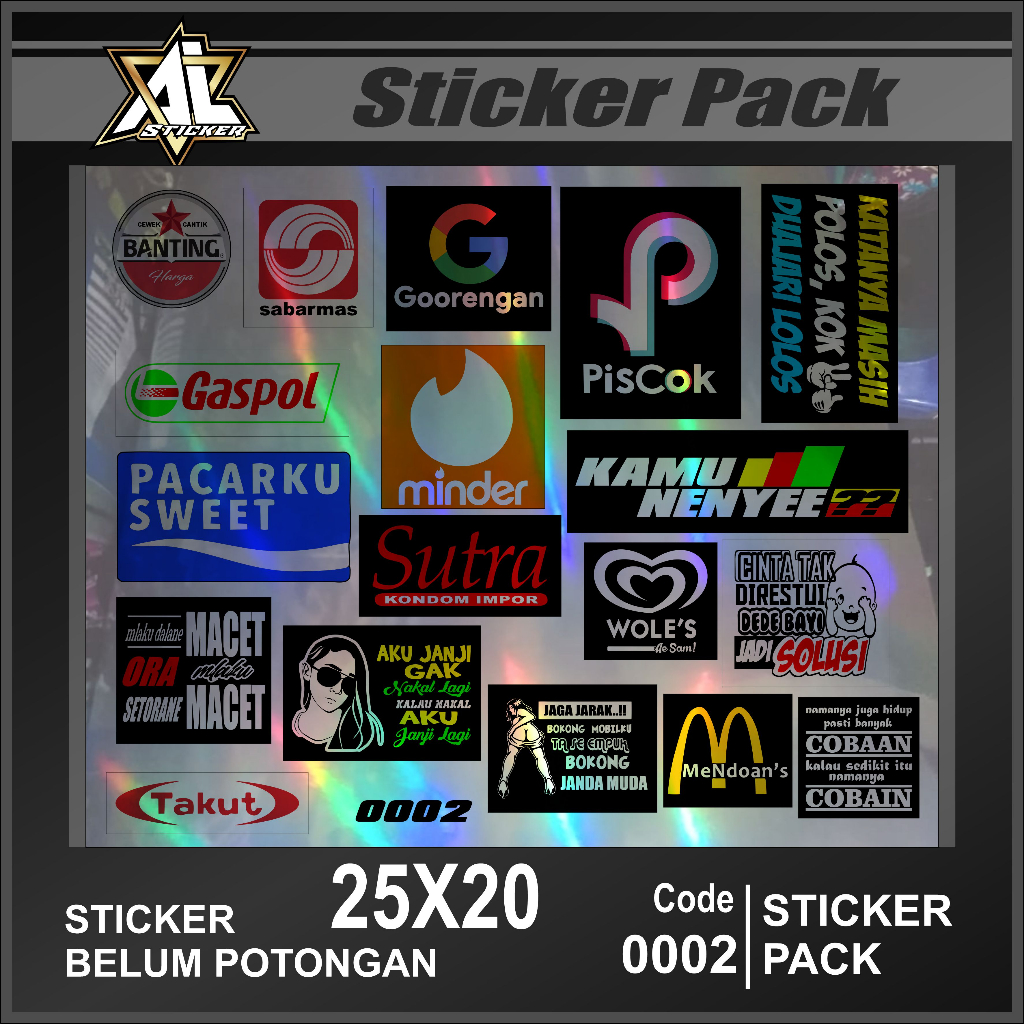 Jual SP 0002 ALIN STICKER PACK PLESETAN LOGO NYELENEH UNIK | Shopee ...