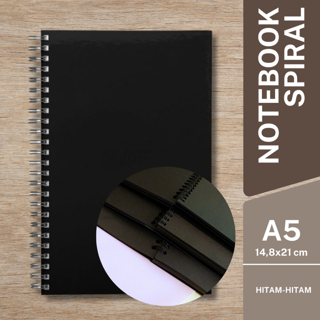 Jual Sketchbook Notebook Buku Tulis Spiral HITAM Polos Ukuran A5 ...