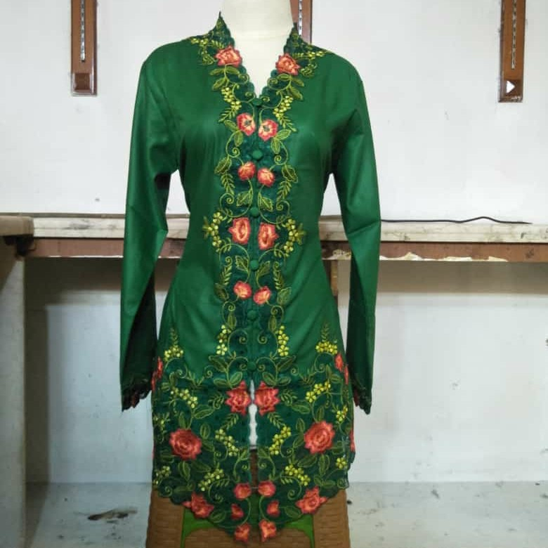 Jual Kebaya Encim Modern Betawi Katun Lengan Panjang - ijo botol ...