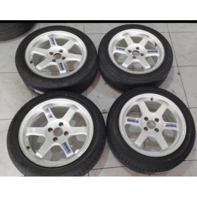 Jual Velg Mobil Bekas Rays Te37 Ring 16x7 H4x100 + Ban 2pcs 195 50 R16 ...