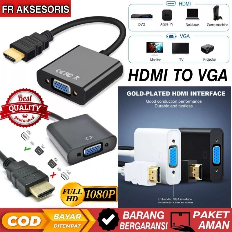 Jual Kabel Hdmi To Vga Konektor HDMI TO VGA Sambungan HDMI TO VGA HD ...