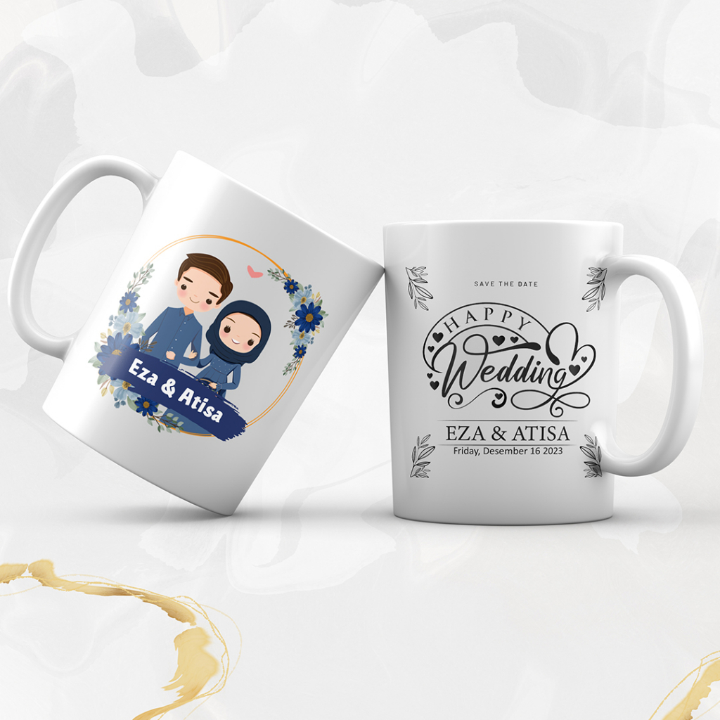 Jual HAPPY WEDDING/ CETAK MUG GELAS SOUVENIR PERNIKAHAN / MUG NIKAH ...