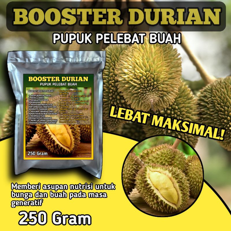 Jual Pupuk booster pelebat buah durian nutrisi untuk bunga dan buah anti rontok kemasan 250 gram ...