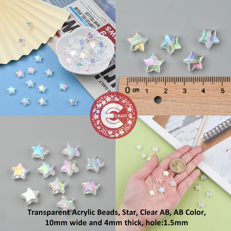 Jual MANIK-MANIK BINTANG TRANSPARAN / ACRYLIC BEADS STAR CLEAR AB ...