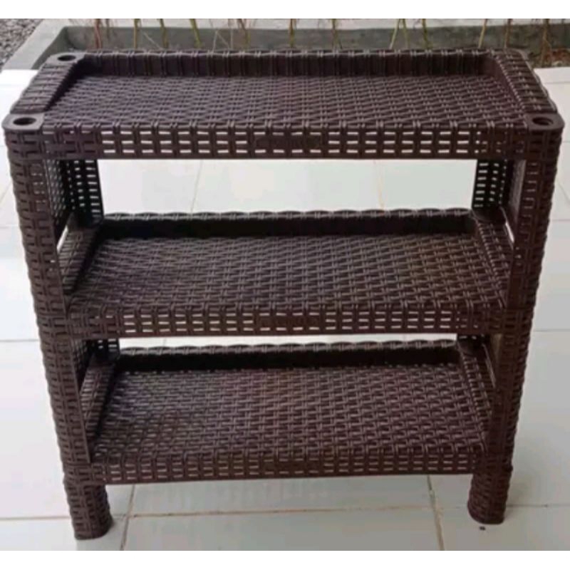 Jual rak sepatu 3 susun model Rotan Tabitha | Shopee Indonesia