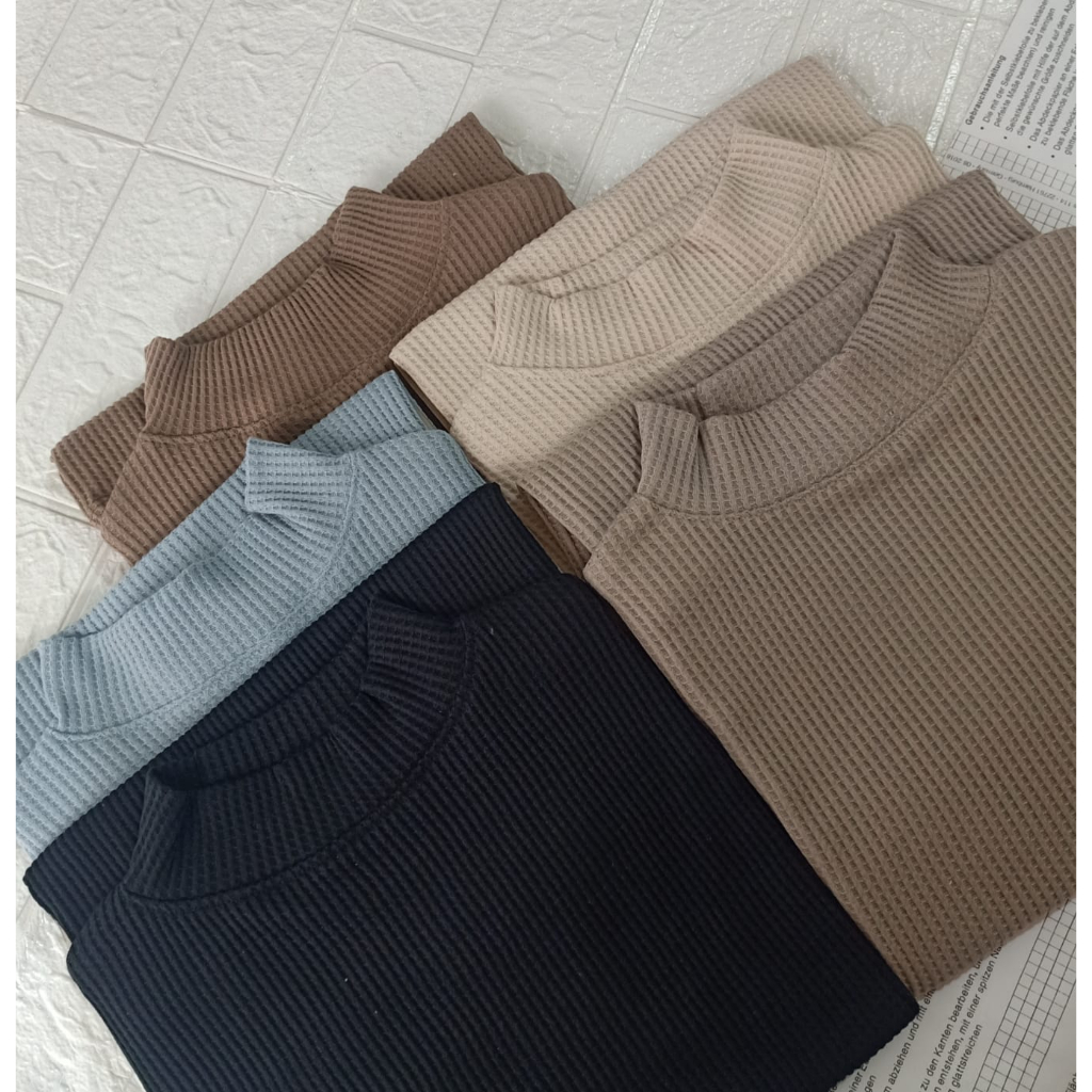 Jual Turtleneck Lengan Pendek Waffle / Kerah Tinggi Lengan Pendek ... Jual Turtleneck Lengan Pendek Waffle / Kerah Tinggi Lengan Pendek ...